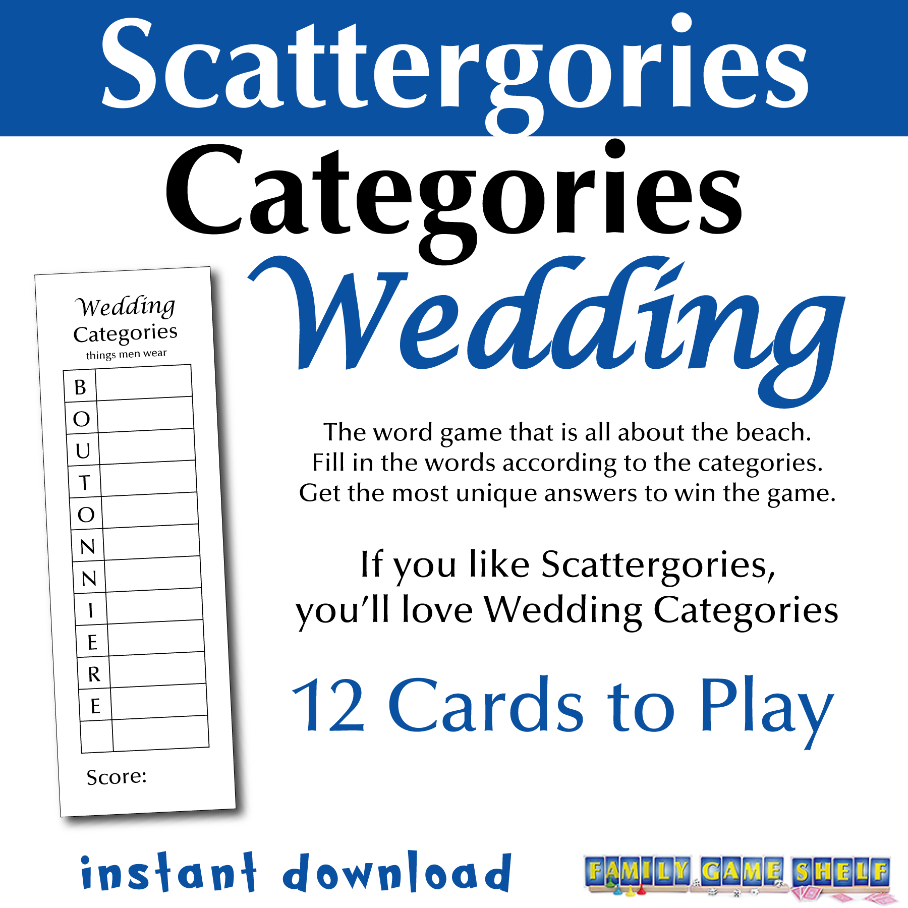 Wedding Categories Game – Family Game Shelf Shop