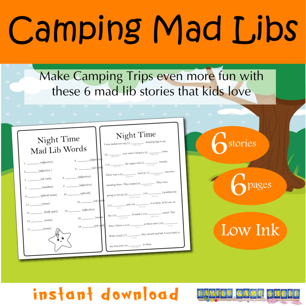 Camping Fill In the Blanks Story – Family Game Shelf Shop