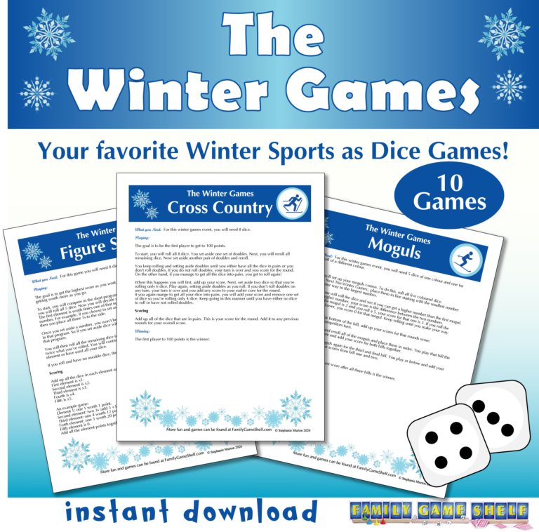 Winter Games Dice Games to Play at Home – Family Game Shelf Shop